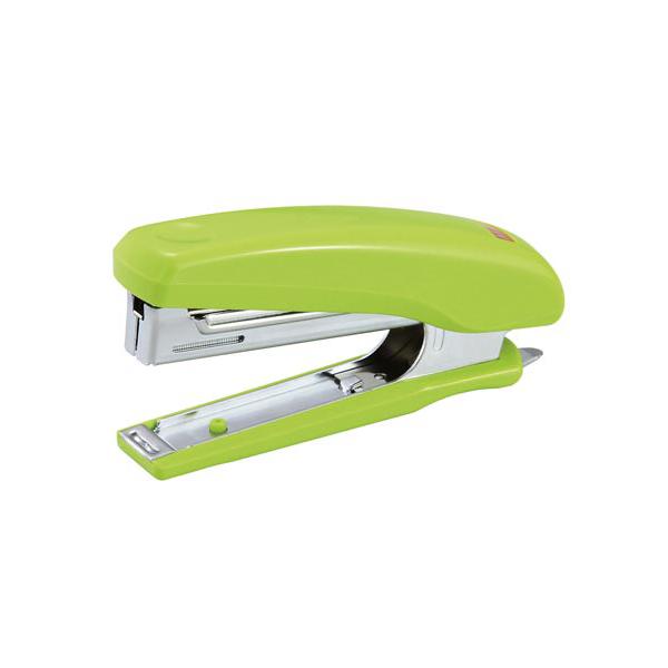 ★商品合計金額3000円(税込)以上送料無料★針の補充を減らせる１００本装填！用紙の差込口が広く使いやすい。耐久性が抜群のベストセラーホッチキス。●カラー／ライトグリーン●寸法／幅２３×長さ１０３×高さ５０ｍｍ●とじ奥行／最大５８ｍｍ●針装...