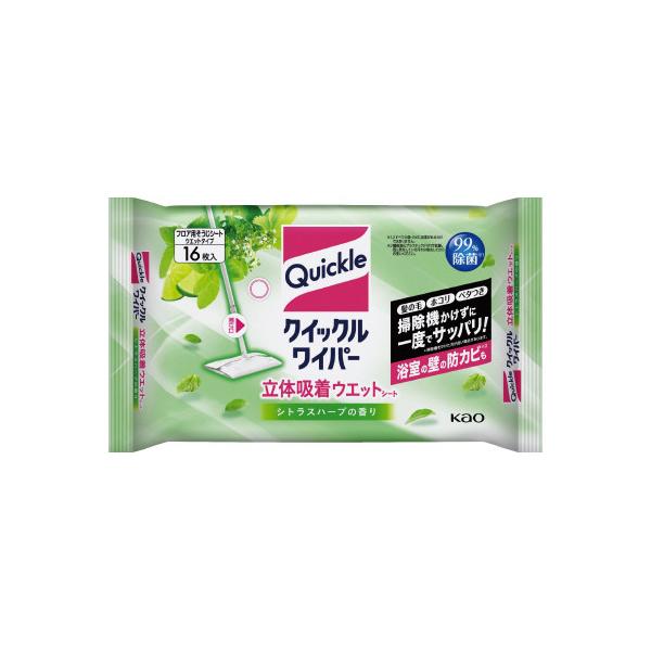 ★商品合計金額3000円(税込)以上送料無料★掃除機・雑巾がけが１度に！いろんな汚れが１度にとれる立体吸着ウエットシート。シトラスハーブの香り●成分／エタノール、界面活性剤●容量／１６枚●仕様／シート●液性／弱アルカリ性●標準使用量／１枚で...