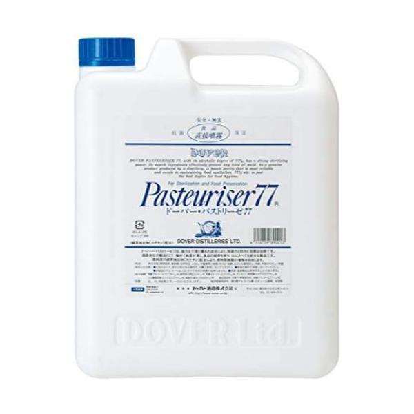 ★商品合計金額3000円(税込)以上送料無料★製菓をはじめ食品関連のプロフェッショナルの愛用者も多いドーバー酒造のパストリーゼ７７。●容量／５Ｌ●成分／発酵アルコール、緑茶抽出物、乳酸ナトリウム、グリセリン脂肪酸エステル、ショ糖脂肪酸エステ...