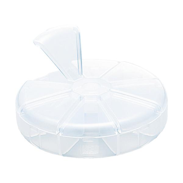 ★商品合計金額3000円(税込)以上送料無料★個別フタ付シングルスペースで小物収納にオススメです。●発注コード／４８７−３１７３●用途／文具用品、小物、薬など収納可能。●色／クリア●外寸（ｍｍ）直径×高さ／１１０×３２●コマ数／８●仕切あり...