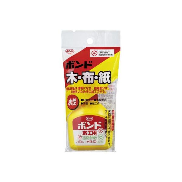★商品合計金額3000円(税込)以上送料無料★乾くと白色半透明になる水性タイプ。接着部分は乾燥後、削り取ることが可能です。ホルムアルデヒド・可塑剤不使用。木、布、紙同士等、工作用途に最適。●種別／木工用●容量／５０ｇ●材質／容器（キャップ・...