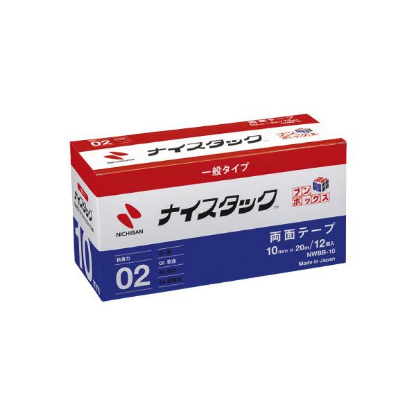 ★商品合計金額3000円(税込)以上送料無料★両面テープの定番、ニチバンのナイスタック。紙の貼り合わせ、オフィスの補修などに便利！簡易包装により、シュリンクパックを削減しました。大量使用には、ゴミも減らせる箱入りがおすすめです。●テープ幅／...