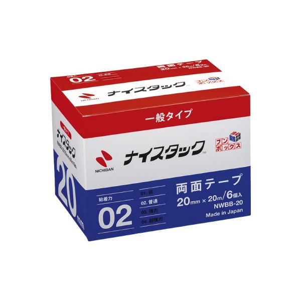 ★商品合計金額3000円(税込)以上送料無料★両面テープの定番、ニチバンのナイスタック。紙の貼り合わせ、オフィスの補修などに便利！簡易包装により、シュリンクパックを削減しました。大量使用には、ゴミも減らせる箱入りがおすすめです。●テープ幅／...