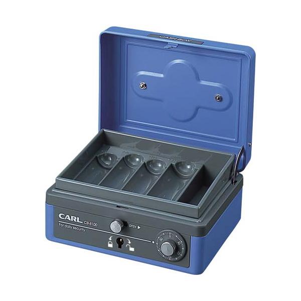 ★商品合計金額3000円(税込)以上送料無料★トレーの下は、領収書や伝票を収納できるフリースペース。●外寸法／幅１５２×奥行１２９×高さ８３ｍｍ●内寸法／幅１３２×奥行９７×高さ２３ｍｍ●カラー／ブルー●質量／６４０ｇ●ダイヤル錠、錠前、コ...