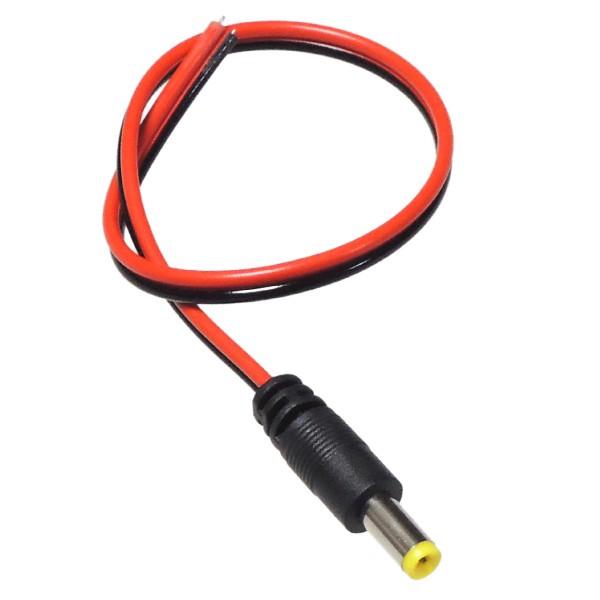 プラグ外径: 5.5mmプラグ内径: 2.1mmケーブル長: 約26cm極性: 内側→赤ケーブル, 外側→黒ケーブル対応電圧: 1V 〜 38V