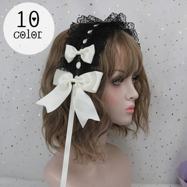 レースやリボンの装飾がキュートなヘッドドレスです。ロリータファッションのマストアイテム♪コスプレ・舞台衣装の小道具としても重宝します◎【サイズについて】画像をご参照ください。【素材について】ポリウレタン【カラーについて】生産ロットにより柄の...