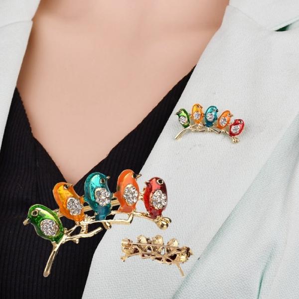 カラフルな鳥のかわいいブローチコーディネートのアクセントに♪【サイズについて】画像をご参照ください。【素材について】合金【カラーについて】生産ロットにより柄の出方や色の濃淡が異なる場合がございます。お使いのモニターや撮影時の光の加減などによ...