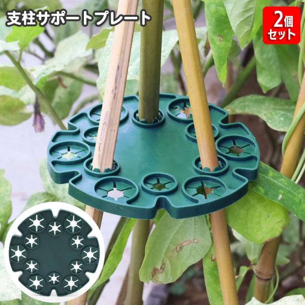つる性植物の栽培に役立つ支柱用サポートプレート。トマト、豆、キュウリ、スイートピーなどに◎※2個セットでの販売となります。※プレートのみの販売となります。支柱や竹棒等は付属いたしません。【サイズについて】画像をご参照ください。【素材について...