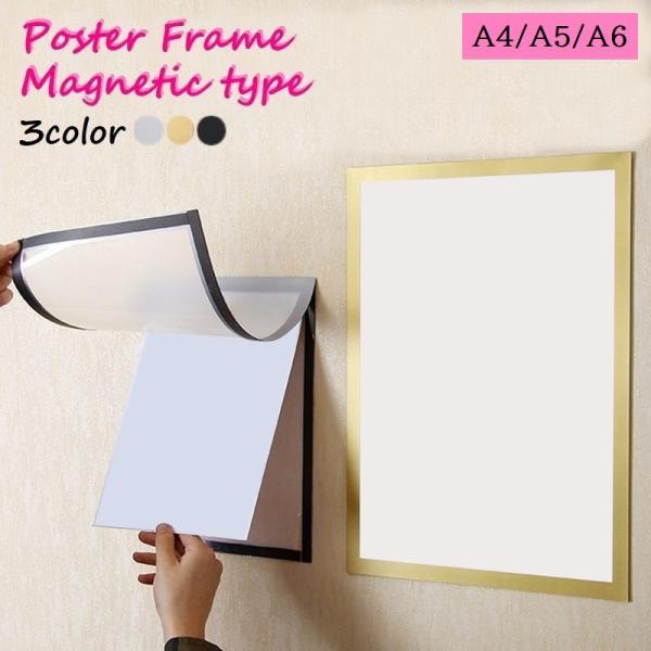 出し入れ簡単マグネット固定式ポスターフレーム室内用のA4、A5、A6サイズです。ポスターや写真はもちろん、賞状や認定書など、どこでも飾ることができ、磁石の力で出し入れが簡単にできます。※壁へは両面テープで貼り付ける仕様となっておりますので、...