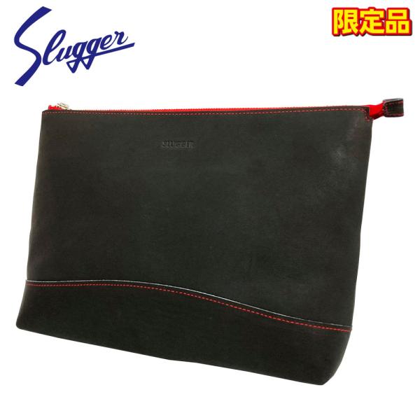スラッガー 限定 レザーバッグinバッグ（大）・「SLUGGER」の刻印入り・KOBE MADE●型番：LT23-L6●カラー：ブラック×レッド●サイズ(約)：H22×L29×W4cm●素材：レザー※商品の色は、現物と多少異なる場合がありま...