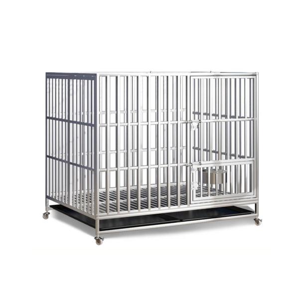 高耐久性のステンレス鋼使用：中大型犬クレートは、厳選された厚いステンレス鋼素材で作られており、耐久性が抜群です。強く、噛みつきにくい設計は、愛犬の安全を確保します、愛犬に安全な屋内外の犬小屋を作り出します優れたデザインと機能性：新たにアップ...