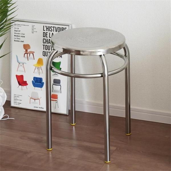 ・【素材】ステンレス　・【サイズ】 直径約30×高さ約45.5cm ・脚数：1脚あたり：約2kg【耐荷重】約100kg【梱包重量】約2.3kg【カラー】シルバー【生産国】中国【完成品】座面と脚に高品質で耐久性に優れたステンレス素材を採用して...