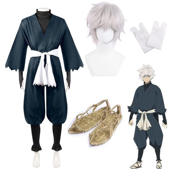 セットの内容：地獄楽周辺 画眉丸 コスプレ衣装 + ウィッグ + 靴 + 靴下 。注意：靴は共通サイズを発送しますので、特別なご要望がありましたらメールでご連絡ください。材質：高品質な生地を使用し、質感、縫製、細部も丁寧につくられております...