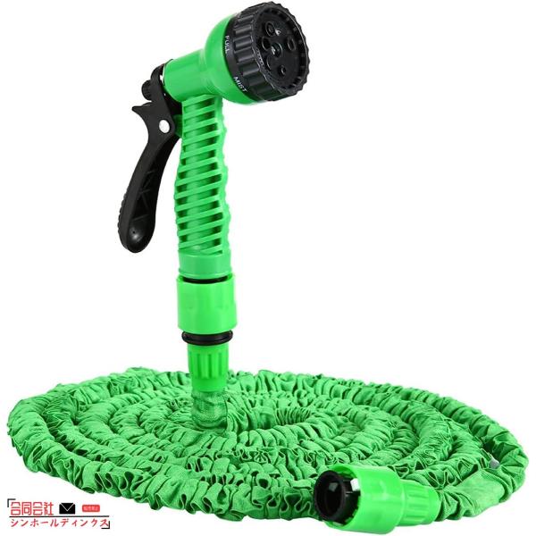 【伸縮性抜群】伸縮マジックホースは通水後、5mから15m自体の3倍）へぐんぐん伸 び~る、水圧によると伸びる程度が違う、水を抜けばたちまち縮むので片付けもラクラク。高強度＆高耐久性の素材で作られるので通水中に自動車のタイヤで踏 んでも破裂し...