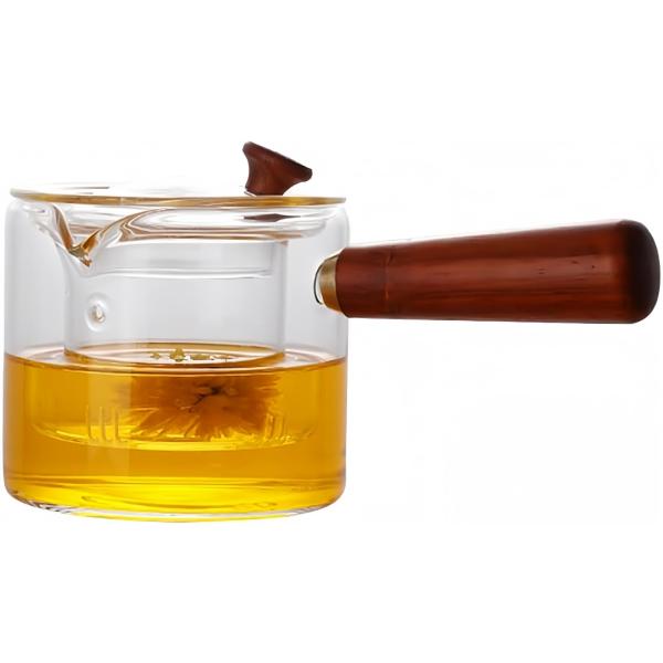 耐熱ガラス製：このティーポットは耐熱ガラスで作られており、瞬時の温度変化にも対応できます。温度範囲は-20℃から150℃まで対応しているため、さまざまな飲料の準備に最適です！サンダルウッド製の取っ手：エレガントなサンダルウッドの取っ手は耐熱...