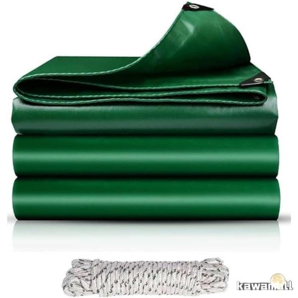 トラックシート 2ｍ 3ｍ 4ｍ 5ｍ 6ｍ 7ｍ 8ｍ対応 450ｇ/m2厚手 防水仕樣 PVC帆布 ゴムロープ付属 トラックシート 日焼け防止 耐候性 耐凍性 四角加固 グリーン爆買