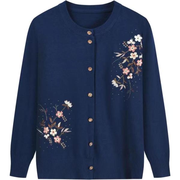 この商品につ花柄刺繍入り：サイズ：フリーサイズ（推奨体重40?70kg），美しい花柄の刺繍が施されたニットセーターで、エレガントなデザインが特徴です。前開きデザイン：前開きのデザインで、脱ぎ着が簡単で、お年寄りの方でも快適にご使用いただけま...