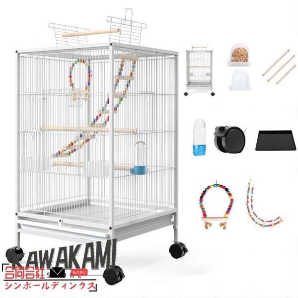 鳥 ケージ 大型 鳥 ケージ 鳥籠 鳥かごカバー付き大き高強度 いインコ ケージ 豪華文鳥 ケージ キャスター付き オウムケージ オカメ セキセイ ボタン 文鳥 鳥小