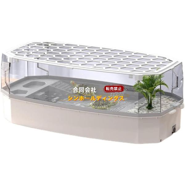 【多機能デザイン】：この亀のケージには日光浴台と風景造りの別荘が付属しており、快適な家庭環境を提供し、ブラジルカメやワニガメなど様々な種類の亀を飼育するために適しています。それは飼育箱だけでなく、ユニークな家庭の装飾品でもあります。<...