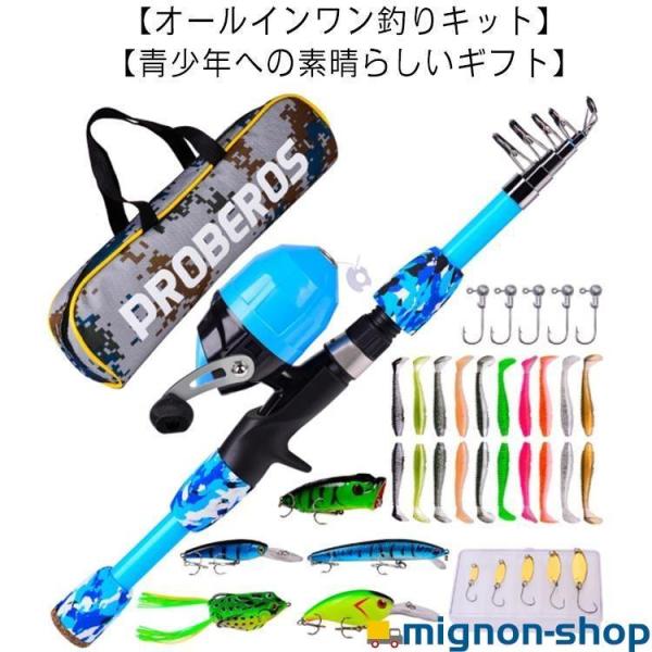 子供用ルアー リール ロッド 収納バッグセット 1.2M 1.5M 1.8M 釣り竿 釣竿セット 伸縮式 釣りセット 子供用釣りセット 子供用釣り竿