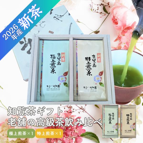 【発売日：2026年05月06日】新茶 2026 新茶ギフト母の日 父の日お茶 お茶の葉 高級 ギフト鹿児島 知覧 深蒸し茶 高級茶老舗日本茶専門店厳選の鹿児島煎茶上級2種詰合せ深蒸し煎茶100g×2袋5月上旬発送開始※新茶切替後〜御中元時...