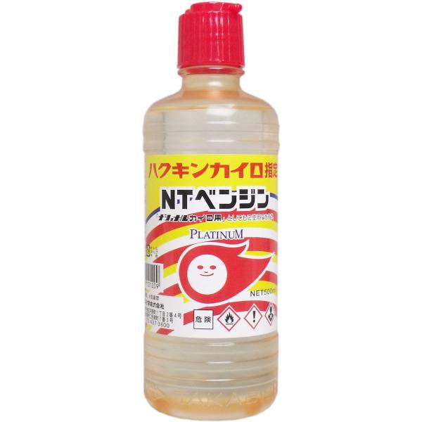 【新品・正規品】商品名：NTベンジン 500ml ハクキンカイロ 指定燃料 防寒対策 暖房器具JANコード：4904581101209ハクキンカイロ指定のNTベンジン500mlです。厳選された高純度成分により、ハクキンカイロの性能を最大限に...