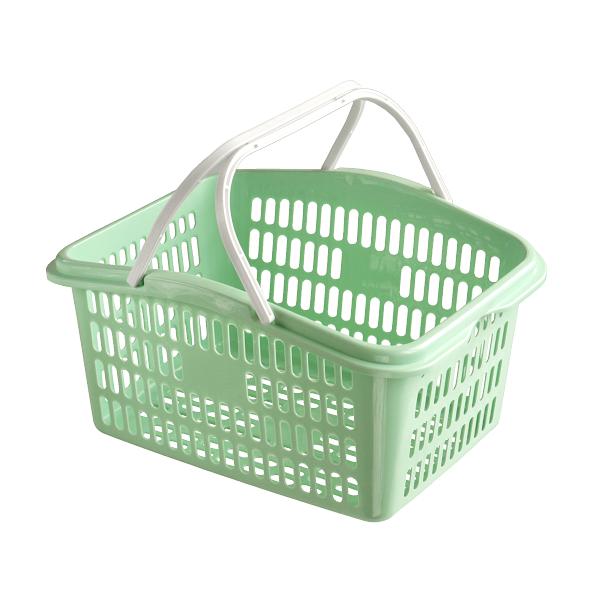 〇バスケットです。持ち手が付いており移動させやすくなっております。日用品やおもちゃ、タオルなどの収納に便利なサイズです。●外寸（約）・３６０×２７５×高さ１８５ｍｍ（持ち手含む）　●内寸（約）・２７０×１９０×深さ１５０ｍｍ●色・ミントブル...