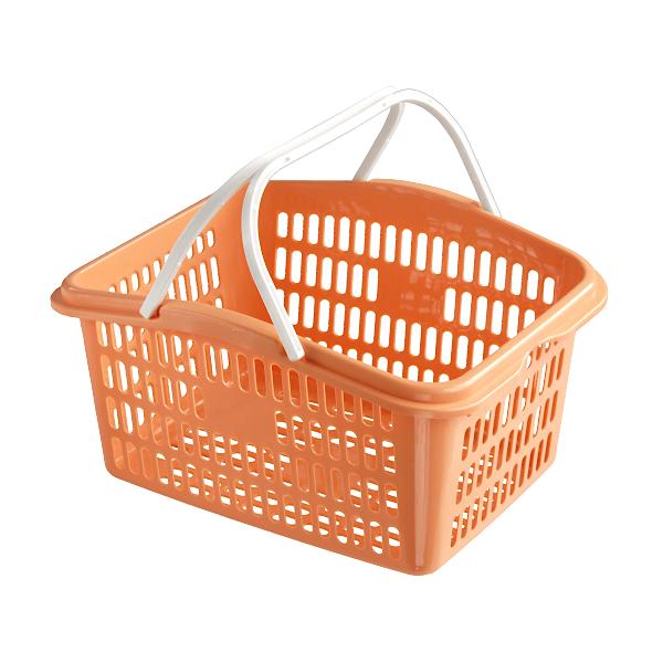 〇バスケットです。持ち手が付いており移動させやすくなっております。日用品やおもちゃ、タオルなどの収納に便利なサイズです。●外寸（約）・３６０×２７５×高さ１８５ｍｍ（持ち手含む）　●内寸（約）・２７０×１９０×深さ１５０ｍｍ●色・ペールオレ...