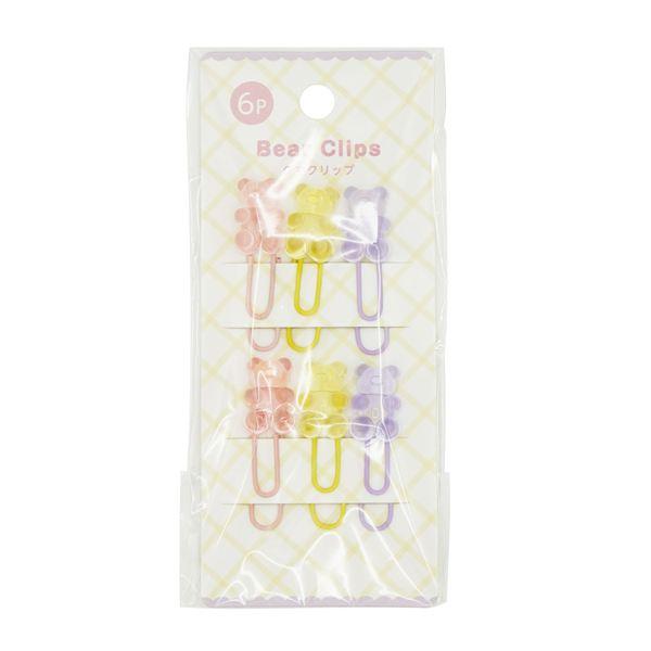 クリップ、6個入りです。グミのようなかわいいくまのついたクリップです。手帳やノートに留めたり、ラッピングのワンポイントなど色々使えます。●1個のサイズ(約)・12×42mm●材質・本体:スチロール樹脂 クリップ部:スチール●用途・クリップ ...