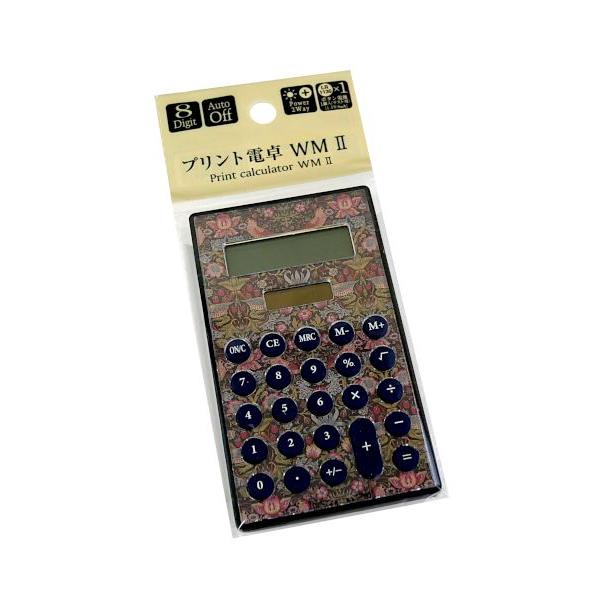 電卓です。ウィリアム・モリス柄の電卓です。電池とソーラー電池の2WAYタイプです。LR1130のテスト用ボタン電池が付属しております。※色・柄の指定はできません●サイズ(約)・65×115×10mm●材質・ポリスチレン●用途・電卓 計算 ●...