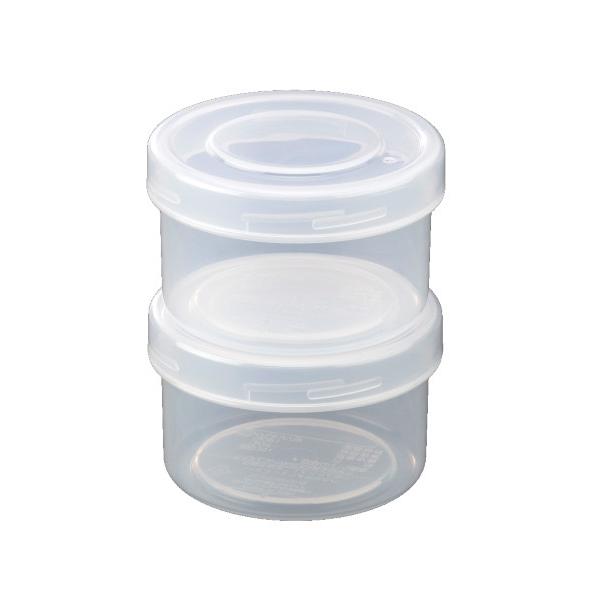 〇保存容器、２個入りです。作り置きの食材の保存に便利です。フタを外せば、電子レンジ使用可能です。●１個のサイズ（約）・直径７８×高さ４８ｍｍ●１個の容量（約）・１５０ｍｌ●耐熱１４０度／耐冷−２０度●原料樹脂・ポリプロピレン●用途・食品保存...