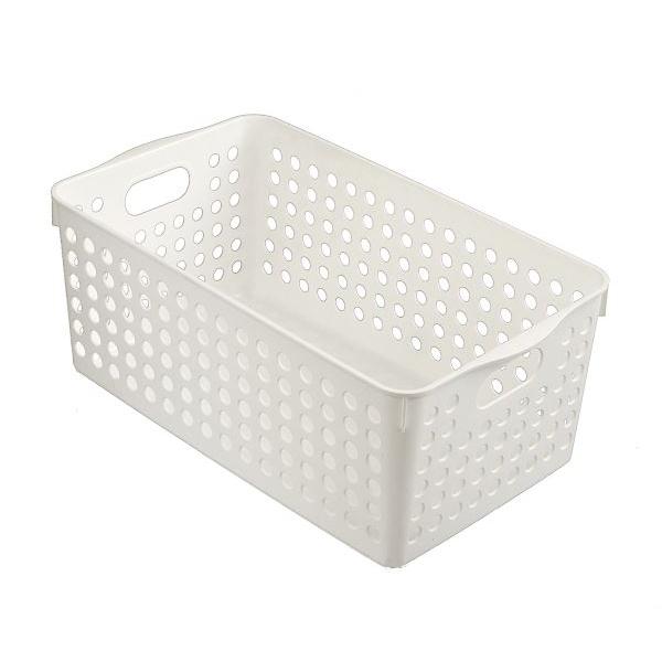 ストックバスケットです。こまごました小物をひとまとめに出来ます。日用品や食品のストック収納などに便利です。●外寸(約)・166×293×高さ115mm●内寸(約)・143×255×深さ113mm●色・ホワイト●耐熱120度/耐冷-20度●原...