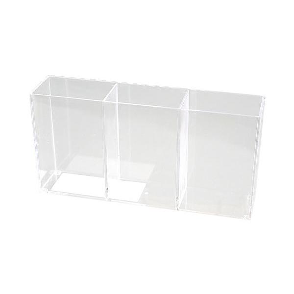 仕切りトレイです。3つに仕切られた高さのあるクリア素材のトレイです。ペンなどの収納に便利です。●外寸(約)・179×40×高さ91mm●内寸(約)・1マス:55×34×高さ88mm●原料樹脂・スチロール樹脂●用途・ケース ボックス 収納 仕...
