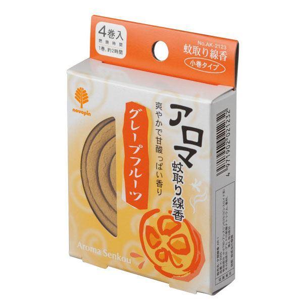 アロマ蚊取り線香、4巻入りです。ほのかに香りがただようお香感覚の小巻タイプの蚊取り線香です。線香立てが付属しております。1巻の燃焼が約2時間で使いきりに便利です。※リニューアルによりパッケージや成分が異なる場合がございます●1個のサイズ(約...