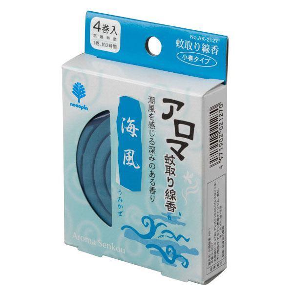 アロマ蚊取り線香、4巻入りです。ほのかに香りがただようお香感覚の小巻タイプの蚊取り線香です。線香立てが付属しております。1巻の燃焼が約2時間で使いきりに便利です。※リニューアルによりパッケージや成分が異なる場合がございます●1個のサイズ(約...