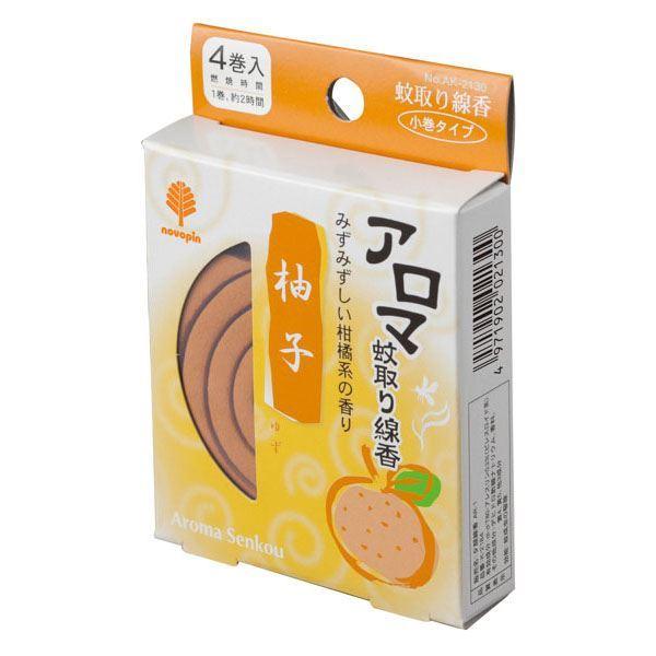 アロマ蚊取り線香、4巻入りです。ほのかに香りがただようお香感覚の小巻タイプの蚊取り線香です。線香立てが付属しております。1巻の燃焼が約2時間で使いきりに便利です。※リニューアルによりパッケージや成分が異なる場合がございます●1個のサイズ(約...