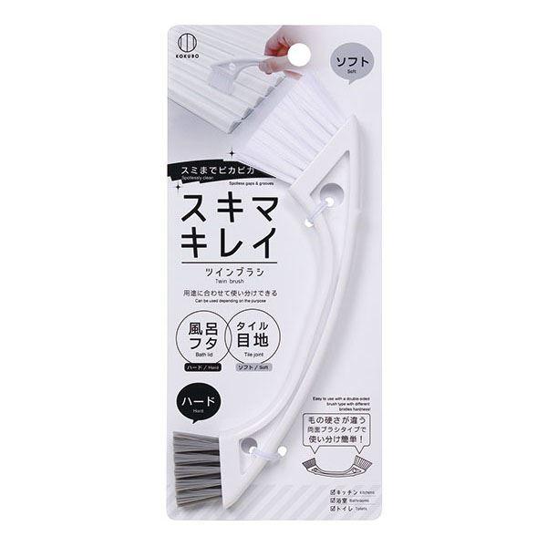 ツインブラシです。ハードとソフトの毛先で、汚れの度合や素材のかたさに合わせて使い分けができます。タイルの目地・浴室のコーナー・ミゾなどが洗いやすい形状です。※リニューアルによりパッケージや成分が異なる場合がございます●サイズ(約)・210×...