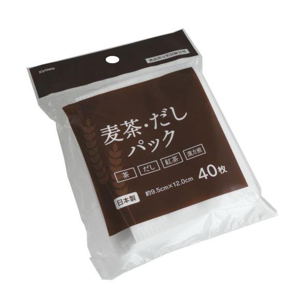 麦茶・だしパック、40枚入りです。茶がらなどの後処理が簡単にできます。底が広がるマチ付きです。直接カップに入れても使用できます。●1枚のサイズ(約)・95×120mm●材質・ポリエチレンテレフタレート●用途・出汁 茶 パック 調理 料理 キ...