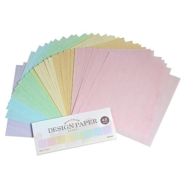 デザインペーパー、48枚入りです。やさしいミルクカラーのカラーぺーパーです。8色×各6枚入りです。おりがみや切って工作などに使えます。●1枚のサイズ(約)・150×150mm●対象年齢・3才以上●材質・紙●用途・折り紙 折紙 色紙 カラーペ...
