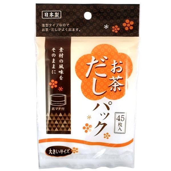 ○お茶・だしパック、４５枚入りです。薄型タイプで、お茶・だしがよく出ます。底マチ付きで入れやすくなっております。お茶や紅茶、料理のダシ取り等に便利です。※電子レンジ・オーブン・オーブントースター・圧力釜　非対応●１枚のサイズ（約）・９５×１...