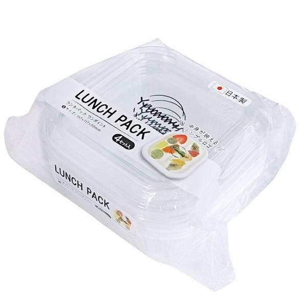 ランチパック、4個入りです。中身が見える透明フタです。本体のみ電子レンジでの使用が可能です。レジャーでのお弁当、食材の保存やおすそ分け等に便利です。※オーブン・オーブントースター 非対応※使い捨ての製品です●1個のサイズ(約)・117×11...