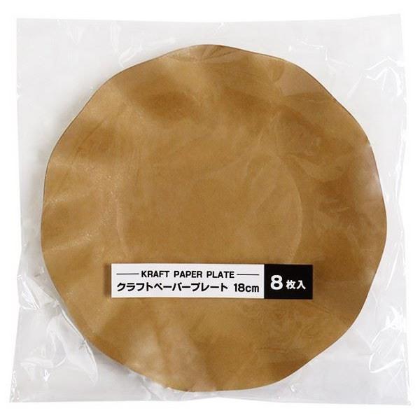 ペーパープレート、8枚入りです。クラフト紙を使用したペーパープレートです。使い捨てできて衛生的に使用できます。※電子レンジ・オーブン・オーブントースター・冷凍庫 非対応●1枚のサイズ(約)・直径180mm●材質・パルプ 表面加工:ポリエチレ...