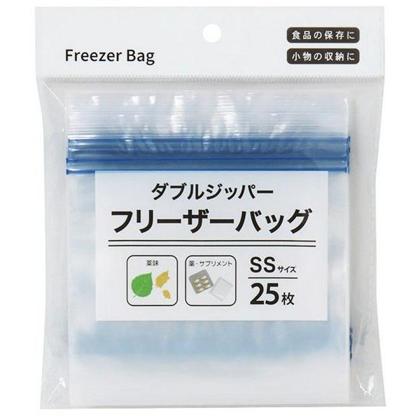 フリーザーバッグ、25枚入りです。Wジッパーで密封して食品の乾燥を防止します。電子レンジで解凍できます。※電子レンジでの解凍の際は必ず口を少し開けてください※電子レンジ・オーブン・オーブントースターでは加熱しないでください●1枚のサイズ(約...