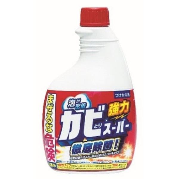 カビ除去剤です。泡が密着しカビの奥まですばやく浸透します。別売りの「カビ除去剤 カビとりスーパー 本体 泡タイプ 塩素系 400ml」(JAN:4978951050107)のスプレー部分を付け替えてお使いください。浴室の壁やタイル・扉のゴム...