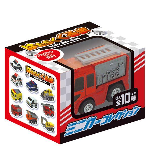 ミニカーです。街で働く車のミニカーです。後ろに引いてから手を離すと走るプルバック式です。集めて走らせて遊べます。※種類の指定はできません●サイズ(約)・35×40×55mm●対象年齢・3歳以上●材質・本体:PS、PP タイヤ:TPR●用途・...