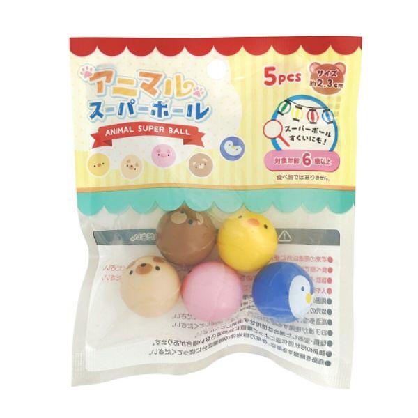 スーパーボール、5個入りです。アニマル柄のスーパーボールです。飛ばして遊んだりスーパーボールすくいなどにも使えます。●1個のサイズ(約)・直径23mm●対象年齢・6歳以上●材質・ブタジエンゴム●用途・スーパーボール オモチャ 景品●キーワー...