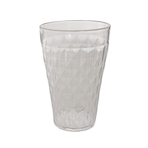 グラスです。キラキラと反射するガラスのようなダイヤカットです。メタクリルスチレン製で、軽くて割れにくく安心して使えます。※電子レンジ・食器洗浄機・乾燥機 非対応●サイズ(約)・直径88×高さ135mm●容量(約)・520ml●色・クリア●耐...