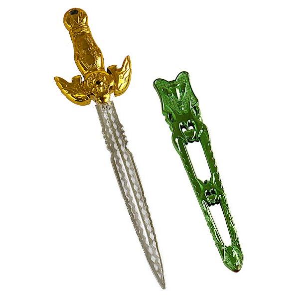 おもちゃの短剣です。重厚感のあるメタリック仕様です。鞘から抜いて遊ぶことができます。ヒーロー気分でかっこよくキメましょう。※色の指定はできません●サイズ(約)・73×全長295mm●対象年齢・6歳以上●材質・ポリプロピレン●用途・オモチャ ...