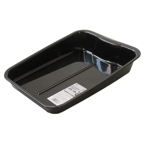 シューズトレイです。靴1足分を収納できます。靴に付いた泥やほこりなどで下駄箱などが汚れるのを防ぎます。水洗いできてお手入れも簡単です。●外寸(約)・240×330×高さ60mm●内寸(約)・190×280×高さ60mm●色・ブラック●耐熱1...