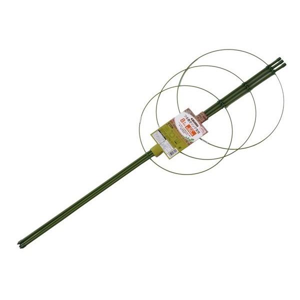 8号鉢用のつる巻きリング支柱です。支柱の長さは約90cmです。広がる植物の葉を押さえ、葉だれを防止します。※反り等がございます●1個のサイズ(約)・支柱:900mm リング最大部:直径300mm●材質・支柱、リング:スチール 塩化ビニル樹脂...